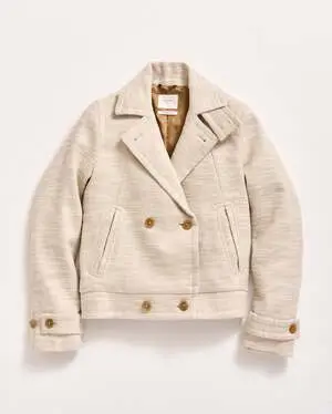 Billy Reid Cropped Spring Bond Peacoat - Ivory