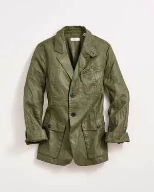 Billy Reid Coated Linen Hacking Jacket - Shadow