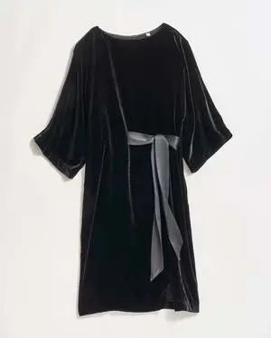 Billy Reid Velvet Tie Waist Dress - Black