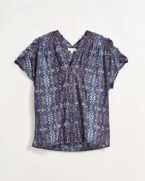 Billy Reid Printed Button Front Blouse - Blue