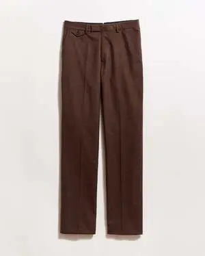 Billy Reid Flannel Flat Front Trouser - Chocolate Heather