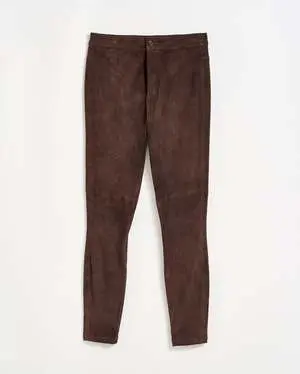 Billy Reid Stretch Suede Fly Front Legging - Java