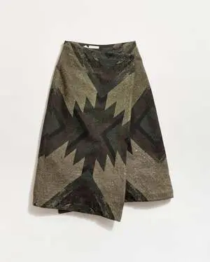 Billy Reid Plank Jacquard Wrap Skirt - Navy Multi
