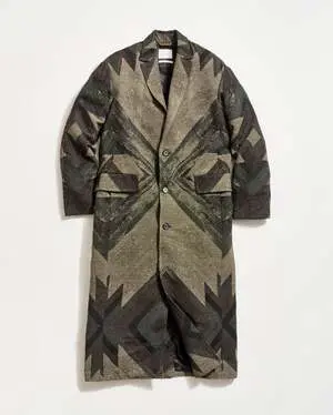 Billy Reid Plank Jacquard Overcoat - Navy Multi
