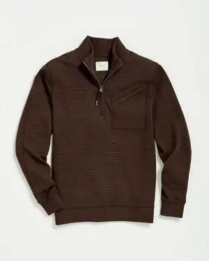 Billy Reid Quilted Half Zip - Brown