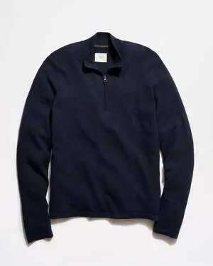 Billy Reid Fine Gauge Textured Half Zip - Blue
