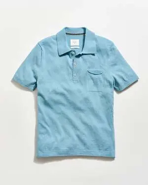 Billy Reid Cotton Linen Sweater Polo - Blue