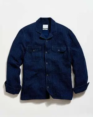 Billy Reid Pin Dot Dobby Two Pocket Overshirt