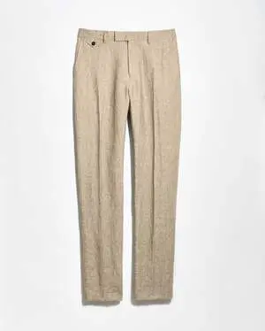 Billy Reid Linen Flat Front Trouser - Light Khaki