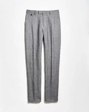 Billy Reid Linen Flat Front Trouser - Grey