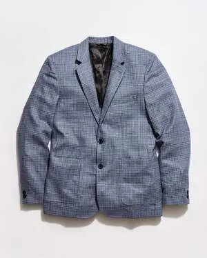 Billy Reid Micro Plaid Silk Wool Walton Jacket - Blue