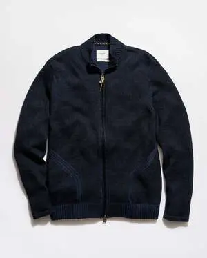Billy Reid Linen Sweater Track Jacket - Navy