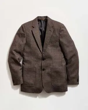 Billy Reid Virgin Wool Melange Houndstooth Walton Jacket - Brown Multi