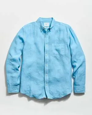 Billy Reid Tuscumbia Linen Shirt Button Down - Blue
