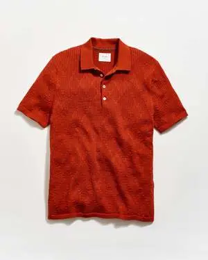 Billy Reid Diamond Sweater Polo - Umber