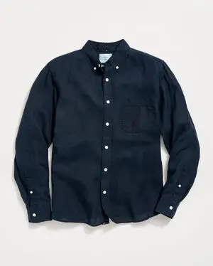 Billy Reid Tuscumbia Linen Shirt Button Down - Blue