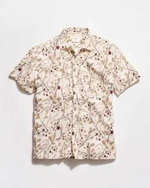 Billy Reid Short Sleeve Textural Sea Oat Treme Shirt