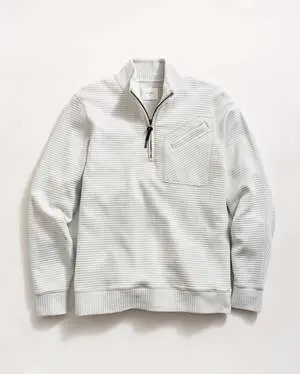Billy Reid Quilted Half Zip - Beach Blue