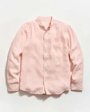 Billy Reid Tuscumbia Linen Shirt Button Down - Pink