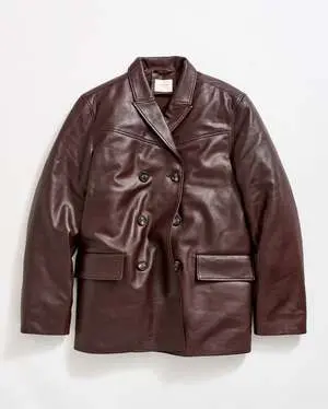 Billy Reid Insulated Leather Bond Peacoat - Tan