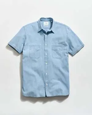 Billy Reid Short Sleeve Chambray Donelson Shirt