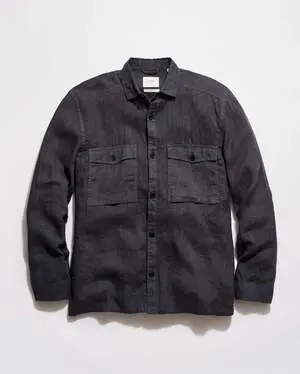 Billy Reid Linen Carpenter Overshirt - Asphalt