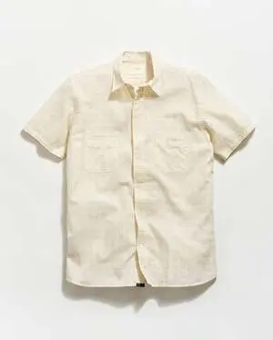 Billy Reid Short Sleeve Corded Plaid Donelson Shirt - Tinted White Multi
