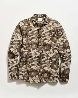 Billy Reid Camellia Jacquard Cedar Shirt - Green Multi