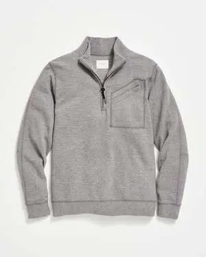 Billy Reid Quilted Half Zip - Grey