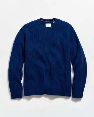 Billy Reid Textured Cashmere Crew - Navy