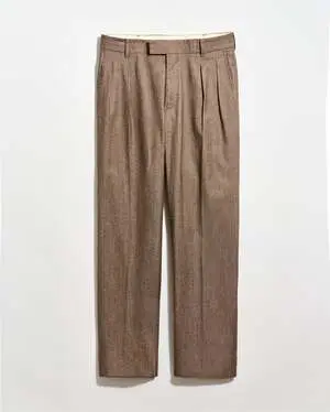 Billy Reid Twill Double Pleated Trouser - Brown