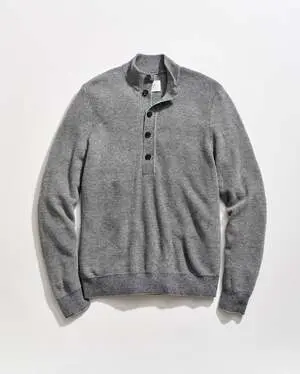 Billy Reid Button Placket Twill Pullover - Charcoal Multi