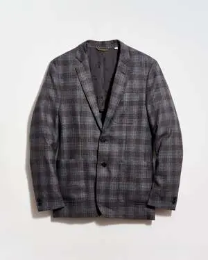Billy Reid Virgin Wool Shadow Plaid Archie Jacket - Charcoal Multi
