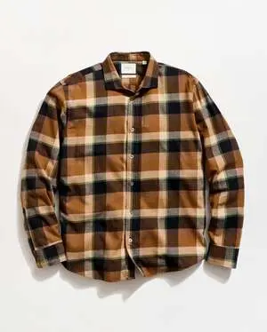 Billy Reid Large Scale Plaid Cedar Shirt - Brown Multi
