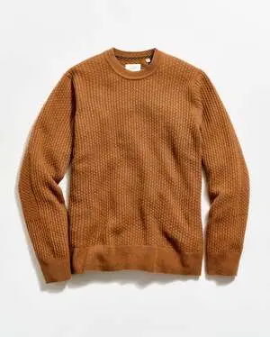 Billy Reid Textured Cashmere Crew - Oak Brown