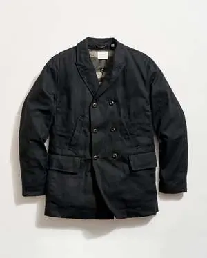 Billy Reid Waxed Canvas Bond Peacoat - Black