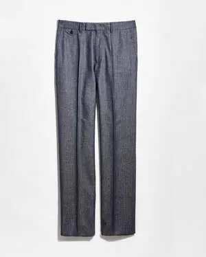 Billy Reid Herringbone Silk Wool Flat Front Trouser - Navy