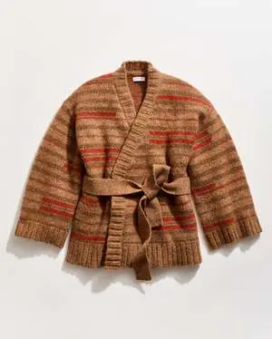 Billy Reid Broken Stripe Wrap Cardigan