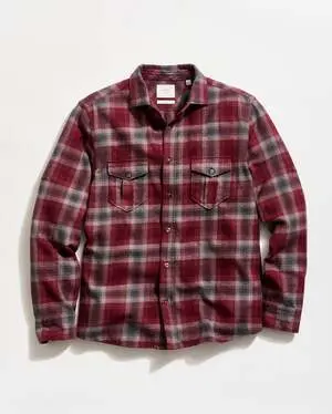 Billy Reid Brushed Bold Plaid Scout Shirt - Syrah Multi