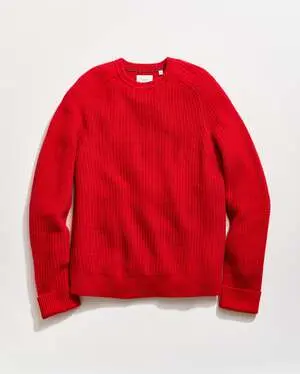 Billy Reid Wool Plaited Textured Crew - Pompeian Red