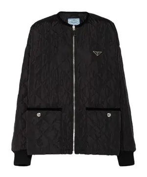 Prada Quilted Corduroy-trim Jacket - Black