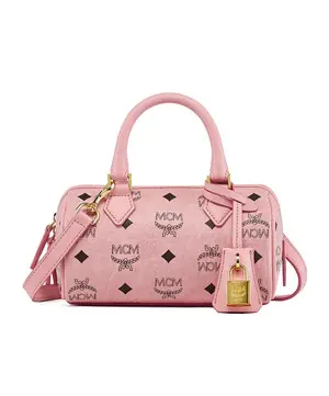 Mcm Ella Visetos Boston Bag - Pink