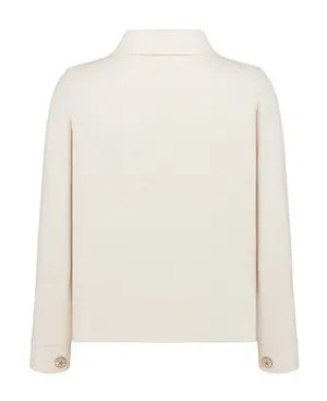 Dior Cropped Jacket With Resin Pearl Embellishments - White