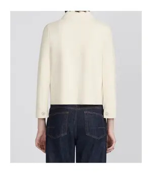 Dior Cropped Jacket With Resin Pearl Embellishments - White