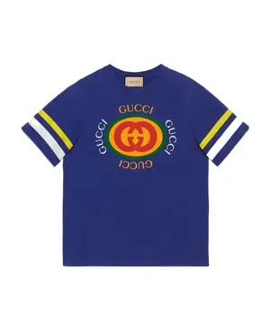 Gucci Vintage Logo Printed Crewneck T-shirt - Blue