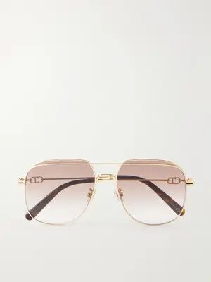 Dior Petit Cd Metal Aviator Sunglasses - Gold