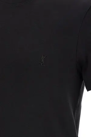 Saint Laurent Cassandre Ribbed T-shirt - Black