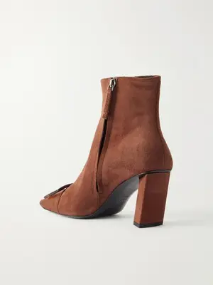 ROGER VIVIER Belle Vivier 75 Embellished Suede Ankle Boots - Brown