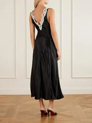 Maria Mcmanus Lace-trimmed Satin Maxi Dress