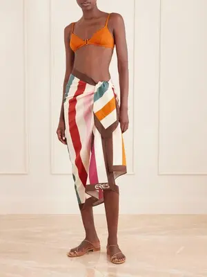 ERES Modernity Striped Cotton And Silk-blend Sarong - Neutrals
